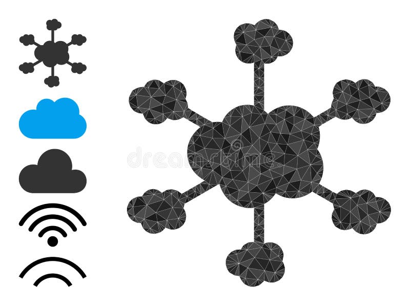 Vector Lowpoly Cloud Network Icon and Additional Icons Stock Vector ...