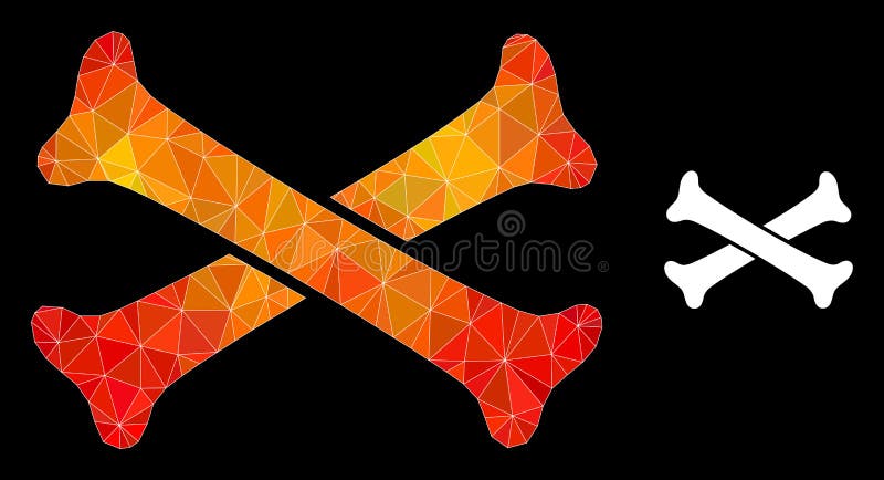 Vector Lowpoly Crossing Bones Icon with Orange Colored Gradient Stock ...