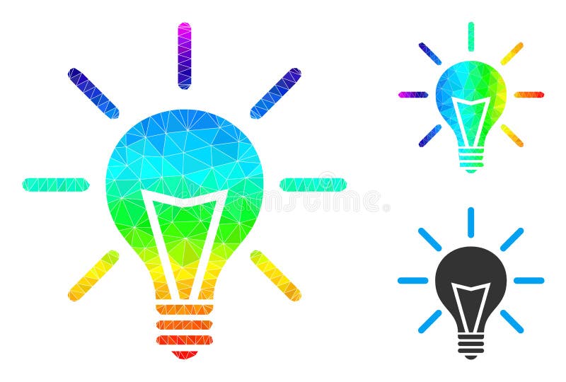 Vector Lowpoly Electric Light Icon with Rainbow Gradient Stock Vector ...