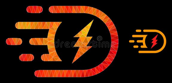 Vector Lowpoly Electric Power Icon with Orange Colored Gradient Stock ...
