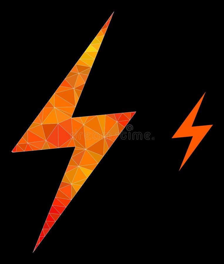 Vector Lowpoly Electric Strike Icon with Orange Colored Gradient Stock ...
