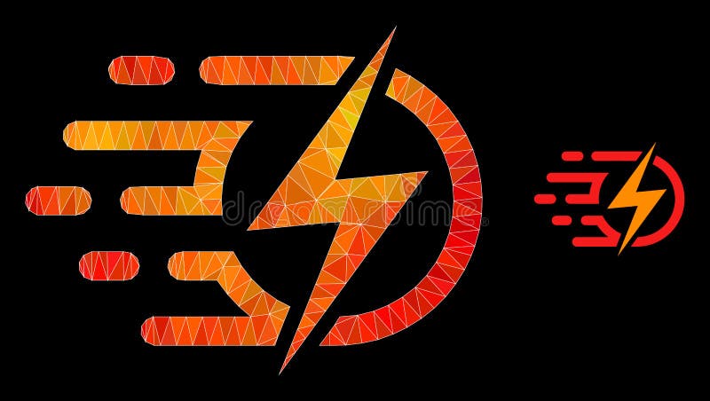 Vector Lowpoly Electric Voltage Icon with Fire Gradient Stock ...