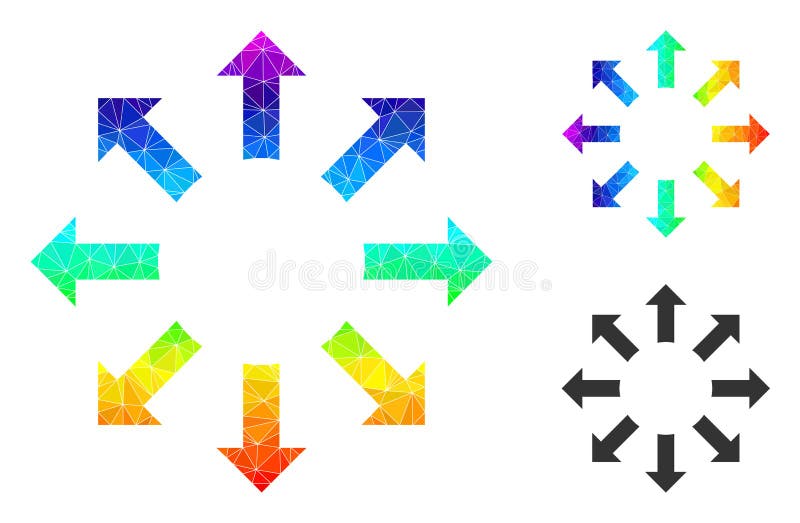 Vector Lowpoly Expand Arrows Icon with Rainbow Gradient Stock Vector ...