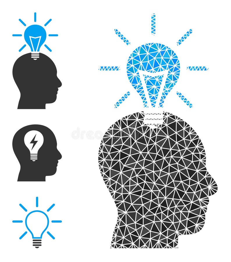 Vector Lowpoly Genius Bulb Icon with Other Icons Stock Vector ...