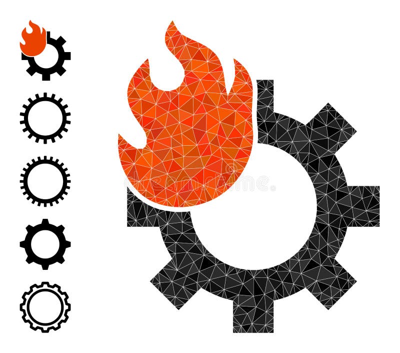 Vector Lowpoly Hot Gear Icon and More Icons Stock Vector - Illustration ...