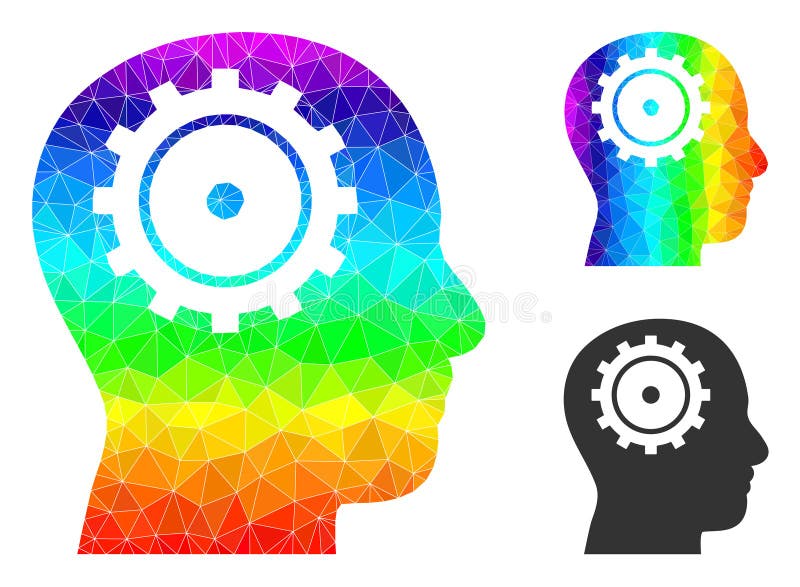 Vector Lowpoly Intellect Icon with Rainbow Gradient Stock Vector ...