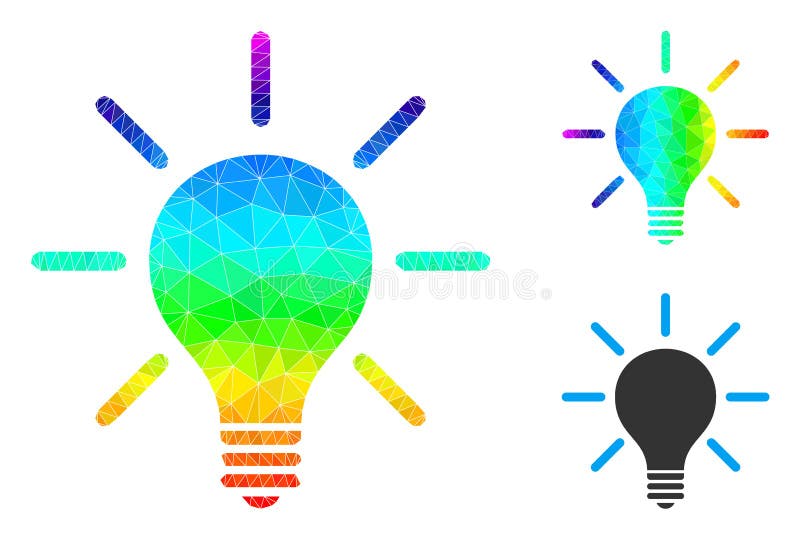 Vector Lowpoly Light Bulb Icon with Spectral Colored Gradient Stock ...
