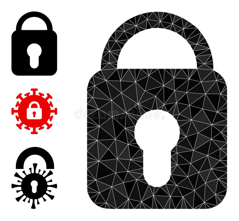 Vector Lowpoly Locked Icon and Other Icons Stock Vector - Illustration ...