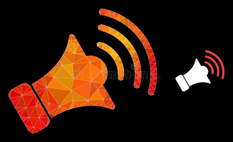 Vector Lowpoly Megaphone Icon with Orange Colored Gradient Stock Vector ...