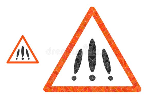 Vector Lowpoly Multiple Danger Sign Icon Stock Vector - Illustration of ...