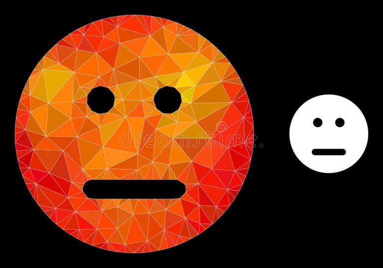 Vector Lowpoly Neutral Smiley Icon with Fire Gradient Stock Vector ...