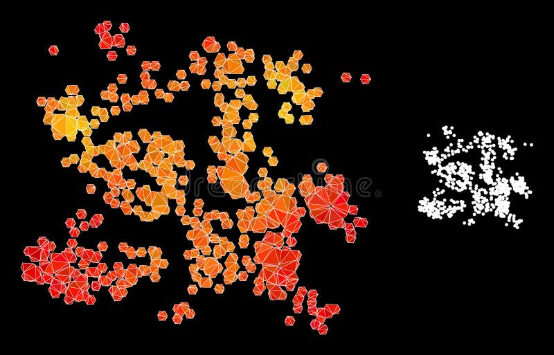 Vector Lowpoly Particle Swarm Icon with Orange Colored Gradient Stock ...
