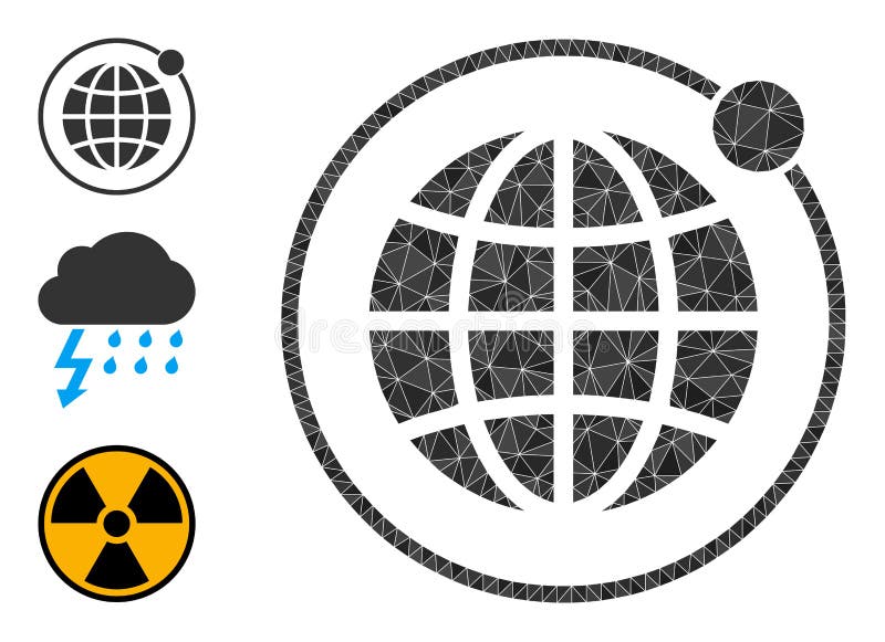 Vector Lowpoly Planet Orbit Icon with Bonus Icons Stock Vector ...