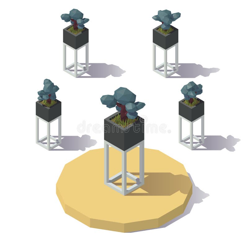 Vector lowpoly plant pot stock vector. Illustration of isometric - 97000630