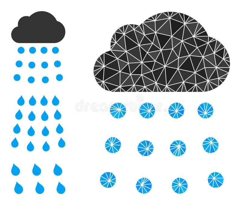 Vector Lowpoly Rain Cloud Icon with Other Icons Stock Vector ...