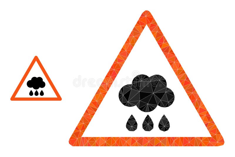 Vector Lowpoly Rain Warning Icon Stock Vector - Illustration of climate ...