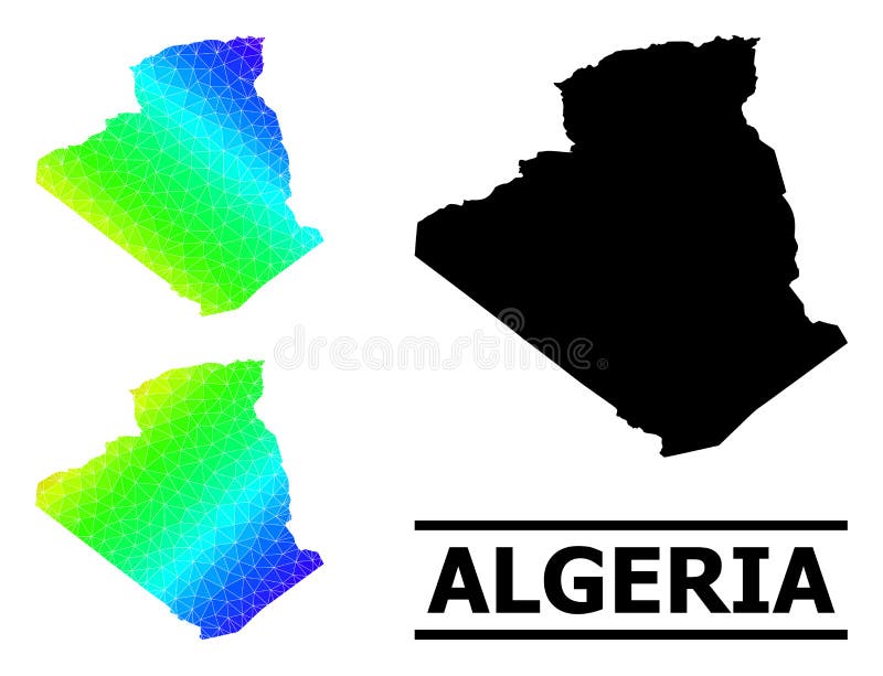 Triangle Filled Rainbow Map of Algeria with Diagonal Gradient Stock ...