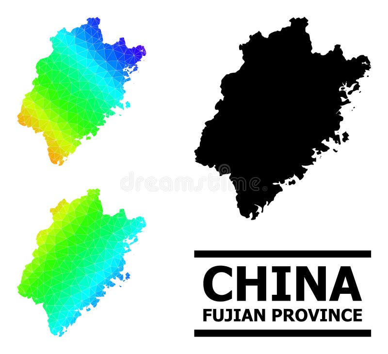 Polygonal Rainbow Map of Fujian Province with Diagonal Gradient Stock ...