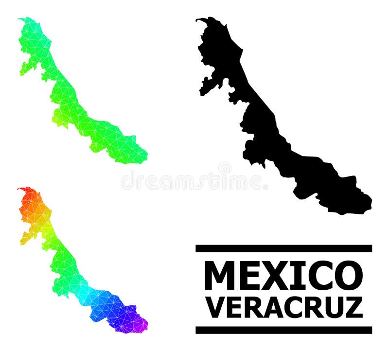 Lowpoly Spectrum Map of Veracruz State with Diagonal Gradient Stock ...