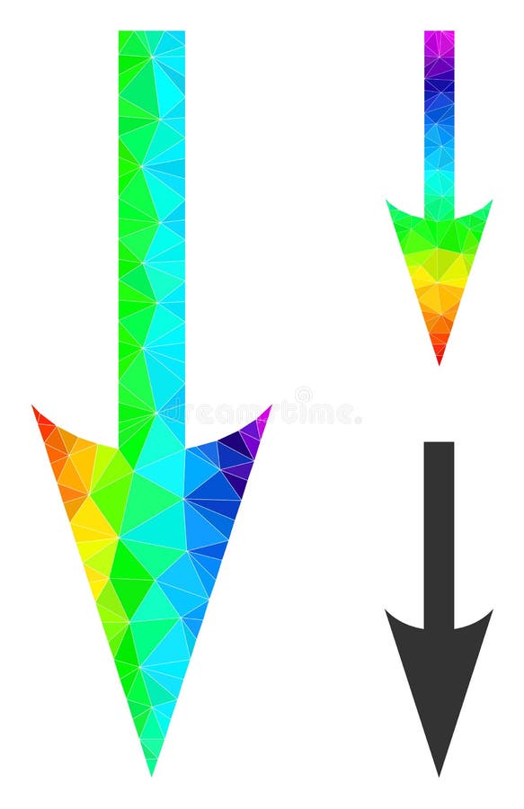 Vector Lowpoly Sharp Arrow Down Icon with Rainbow Gradient Stock Vector ...