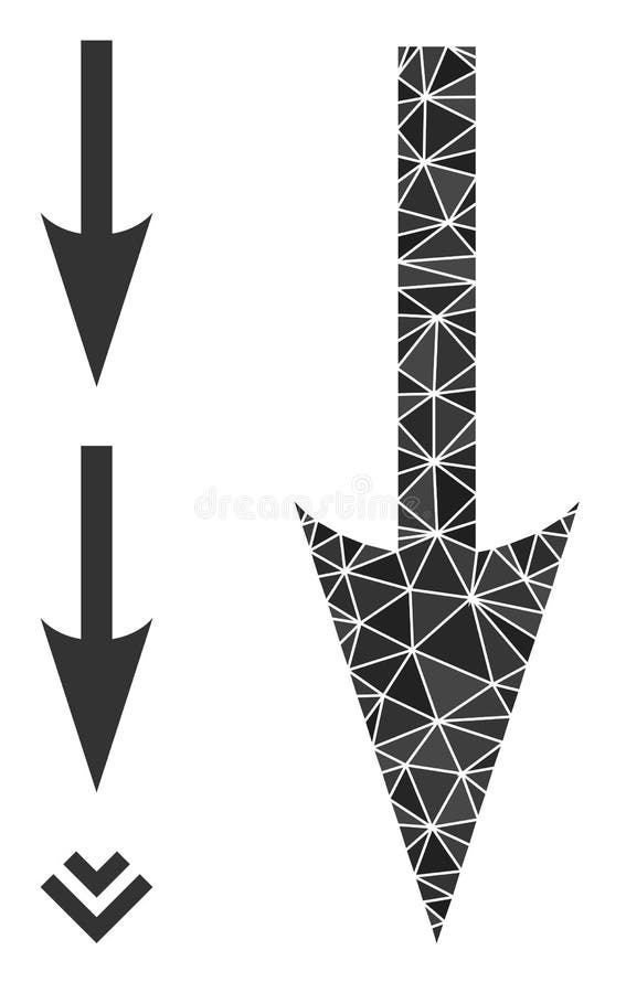 Vector Lowpoly Sharp Arrow Down Icon with Similar Icons Stock Vector ...