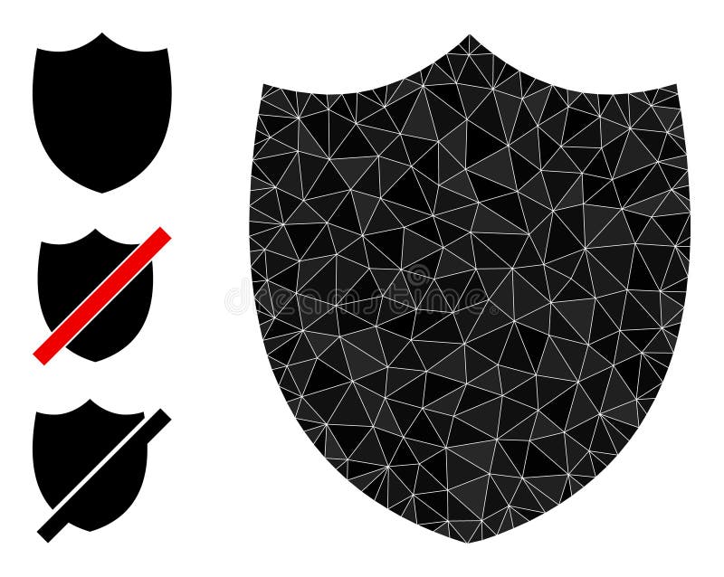 Vector Lowpoly Shield Icon with Bonus Icons Stock Vector - Illustration ...