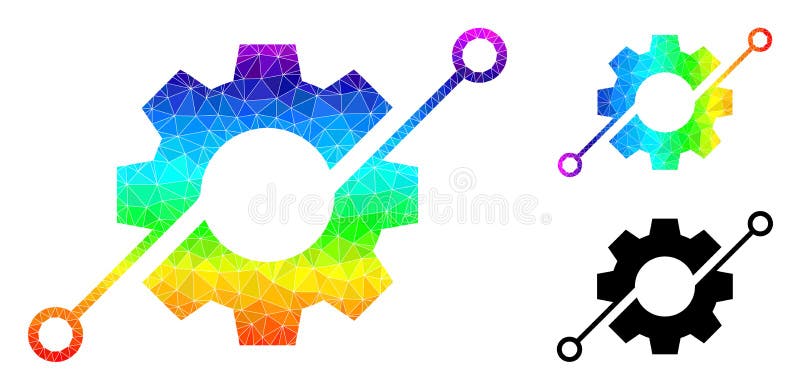 Vector Lowpoly Smart Gear Icon with Spectral Colored Gradient Stock ...