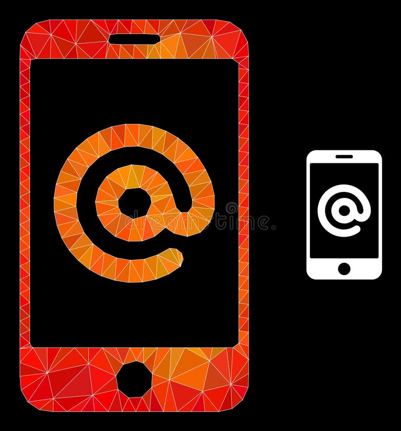 Vector Lowpoly Smartphone Address Icon with Orange Colored Gradient ...
