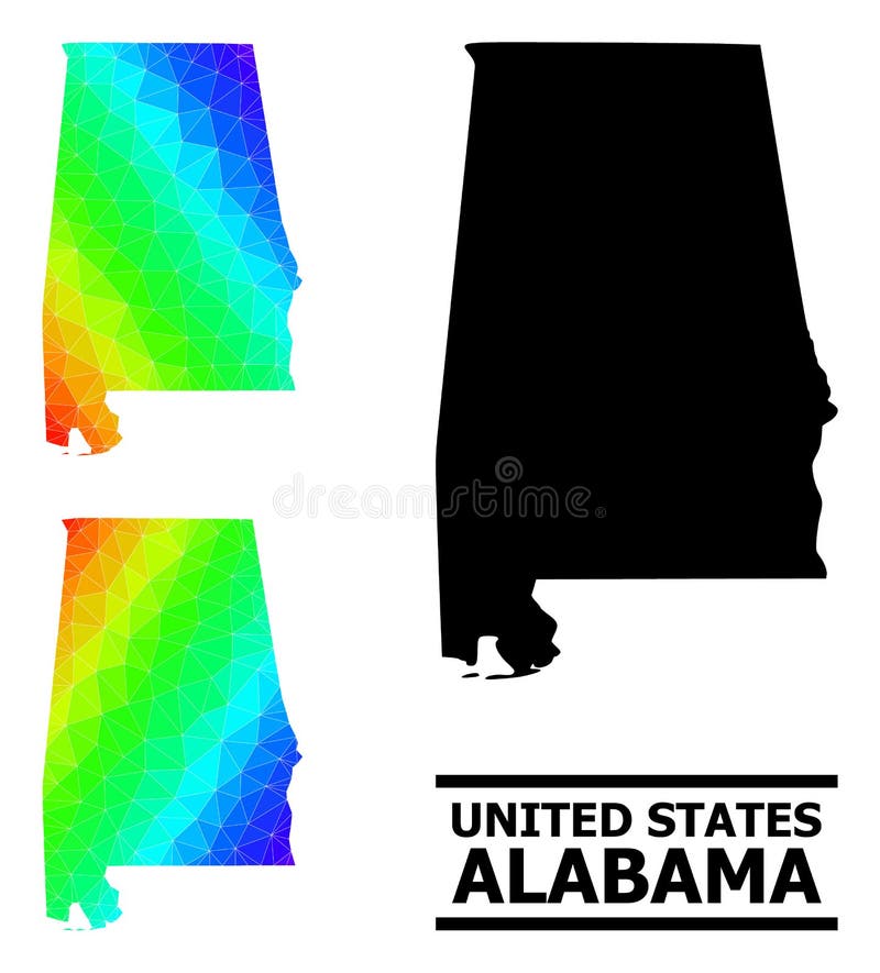 Triangle Filled Spectral Colored Map of Alabama State with Diagonal ...