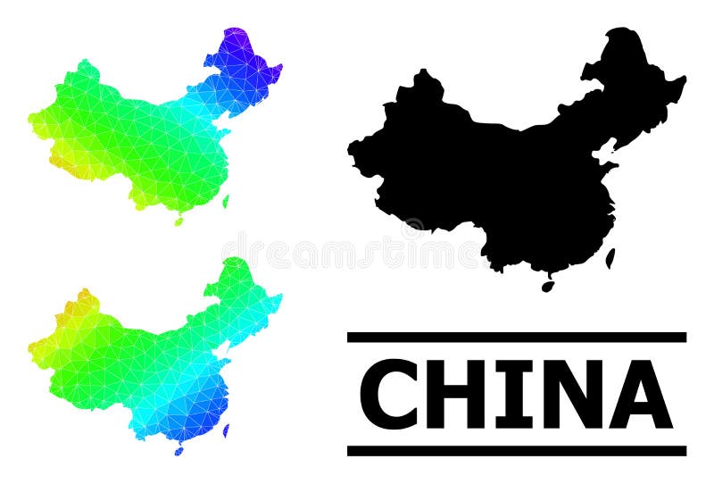 Triangle Filled Spectrum Map of China with Diagonal Gradient Stock ...