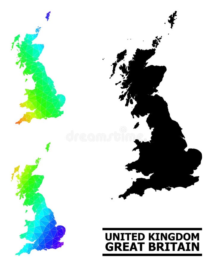 Lowpoly Spectrum Map of Great Britain with Diagonal Gradient Stock ...