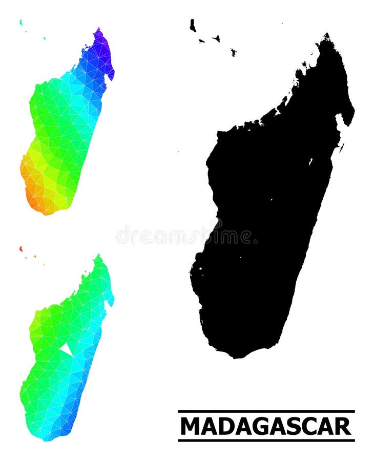 Lowpoly Spectrum Map of Madagascar Island with Diagonal Gradient Stock ...