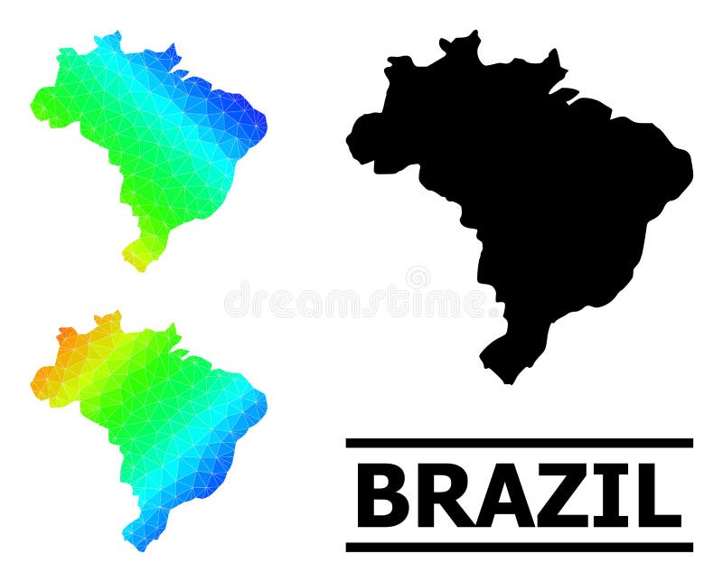 Lowpoly Spectral Colored Map of Brazil with Diagonal Gradient Stock ...