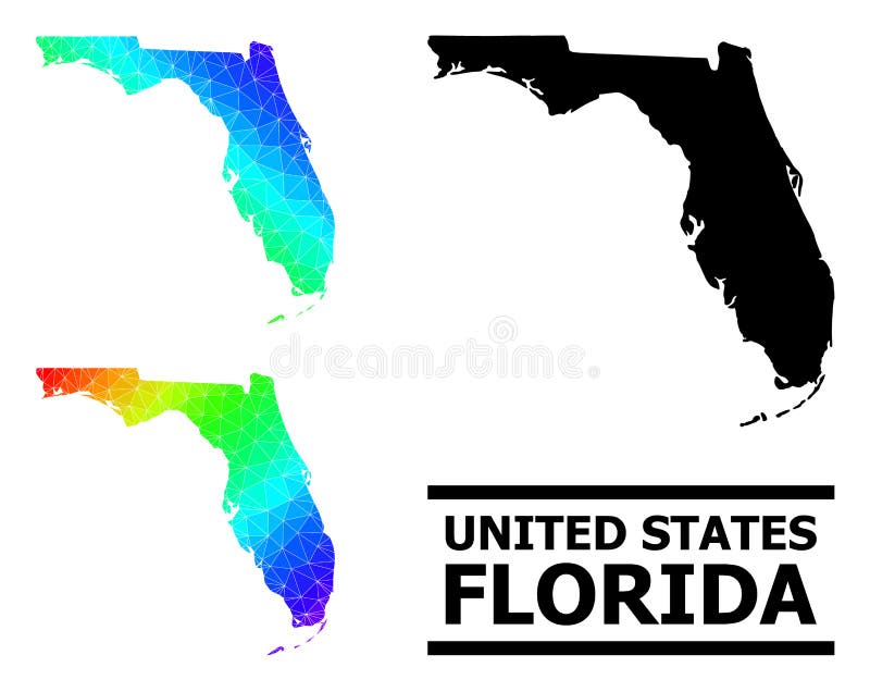 Lowpoly Spectral Colored Map of Florida State with Diagonal Gradient ...