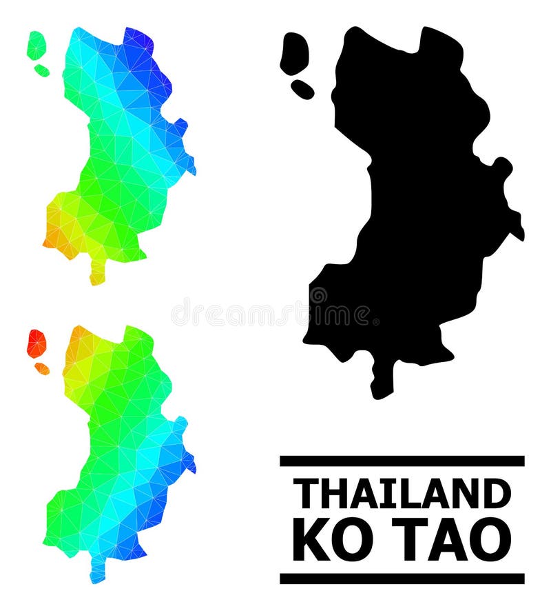Lowpoly Rainbow Map of Ko Tao with Diagonal Gradient Stock Vector ...