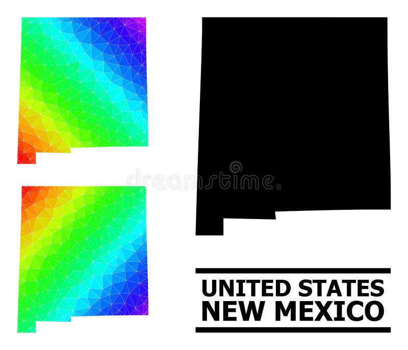 Lowpoly Spectral Colored Map of New Mexico State with Diagonal Gradient ...