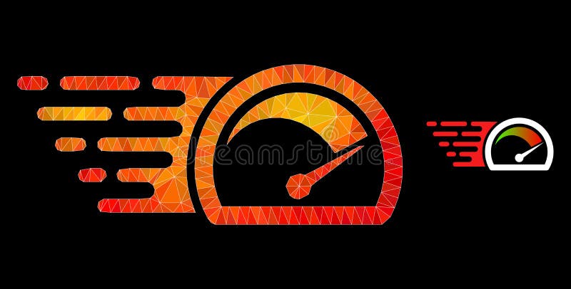 Vector Lowpoly Speed Gauge Icon with Fire Gradient Stock Vector ...
