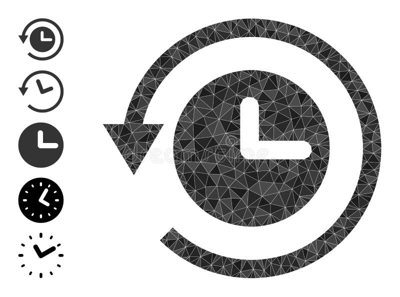 Vector Lowpoly Time Back Machine Icon and Bonus Icons Stock Vector ...