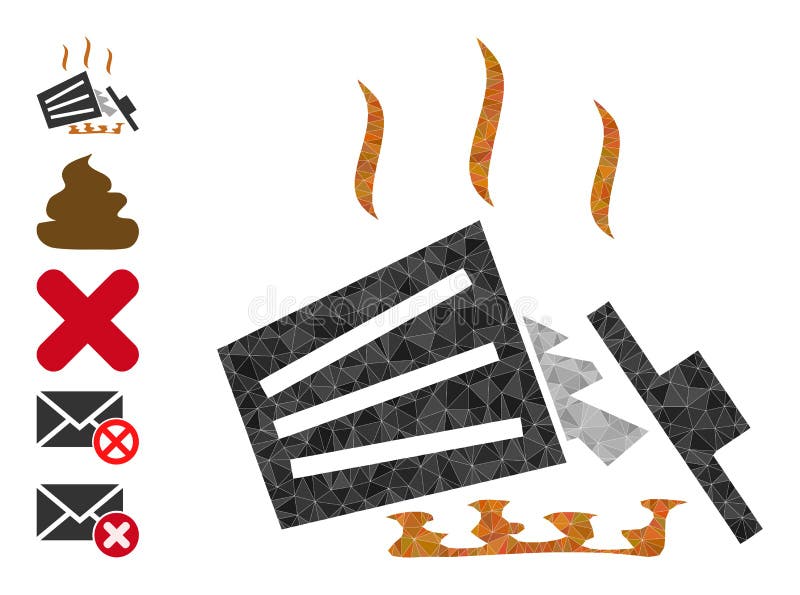 Vector Lowpoly Trash Heap Icon and Additional Icons Stock Illustration ...