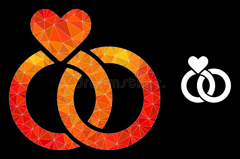 Vector Lowpoly Wedding Rings Icon with Flame Gradient Stock Vector ...