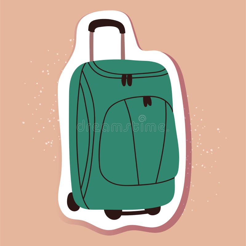 Vector Luggage Sticker in Doodle Style. Isolated Baggage Icon with ...