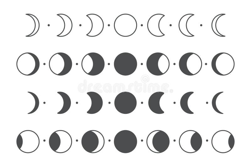 Vector Lunar Phase of the Moon Simple Circle Shape Design Isolated on ...