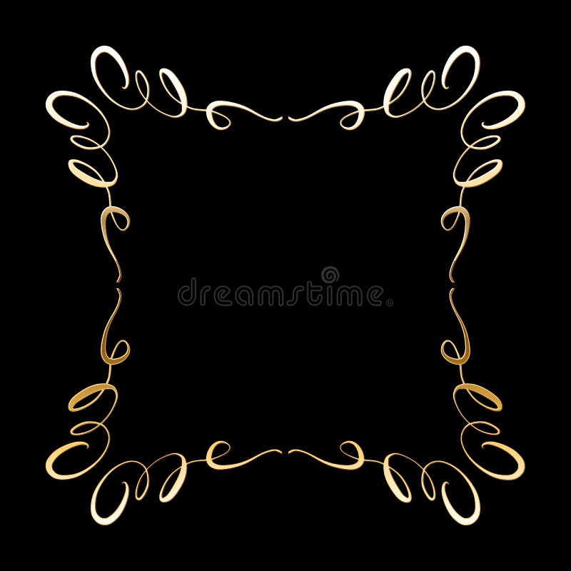 Vector Luxury Golden Calligraphic Frame for Text. Simple Elegant Shiny ...