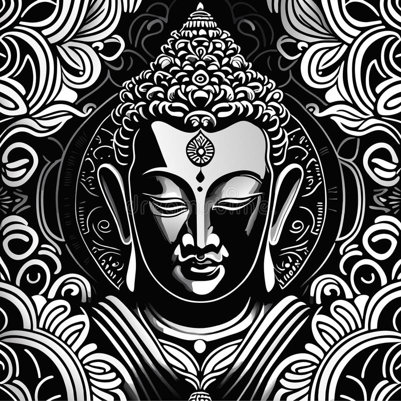 Luxury Outline Pattern Seamless Background of Buddha_03 Stock ...