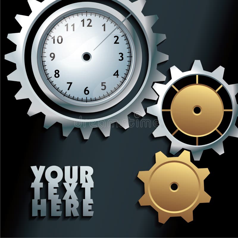 Vector Machine Gears with Clock Background Stock Vector - Illustration ...