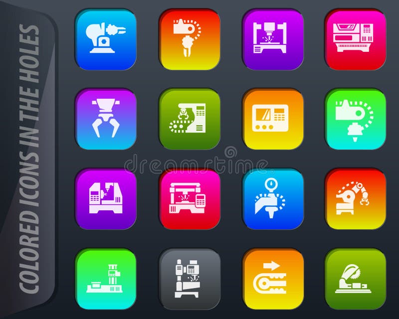 Machine tool icons set stock illustration. Illustration of modern ...