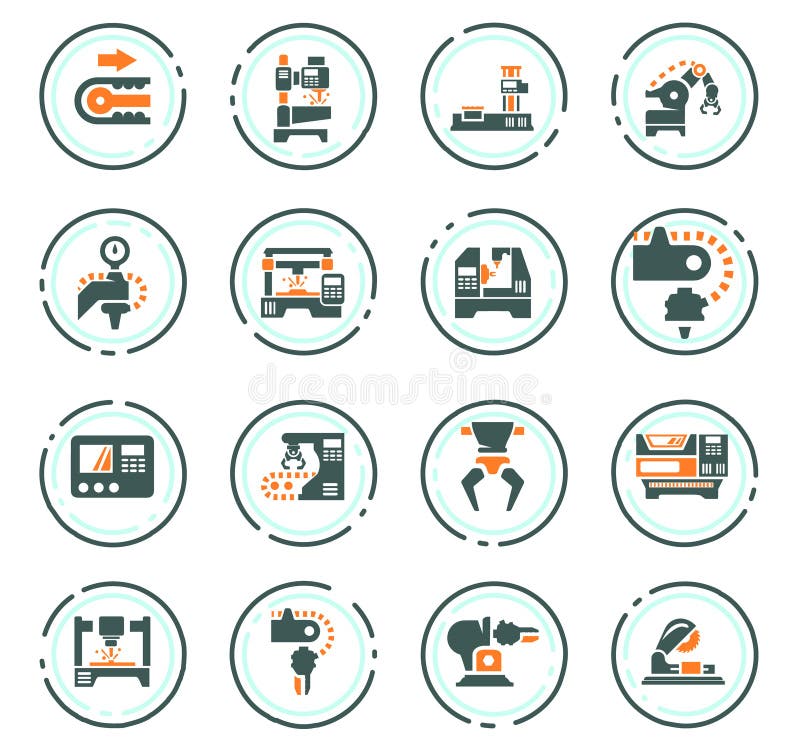 Machine tool icons set stock illustration. Illustration of laser - 88909216