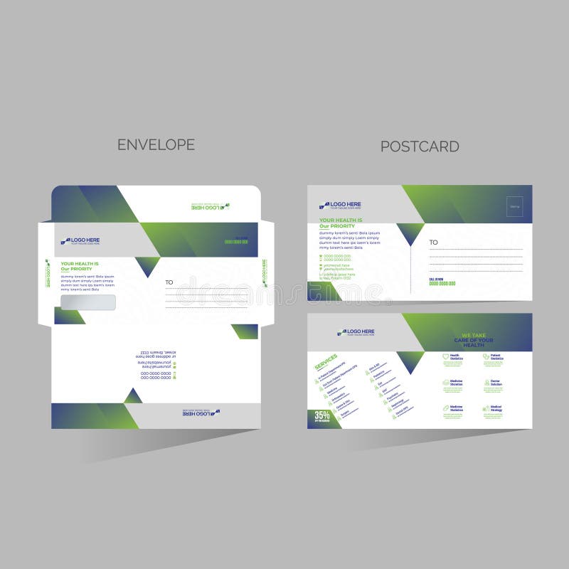 Vector Made Envelope and Postcard Stock Illustration - Illustration of ...