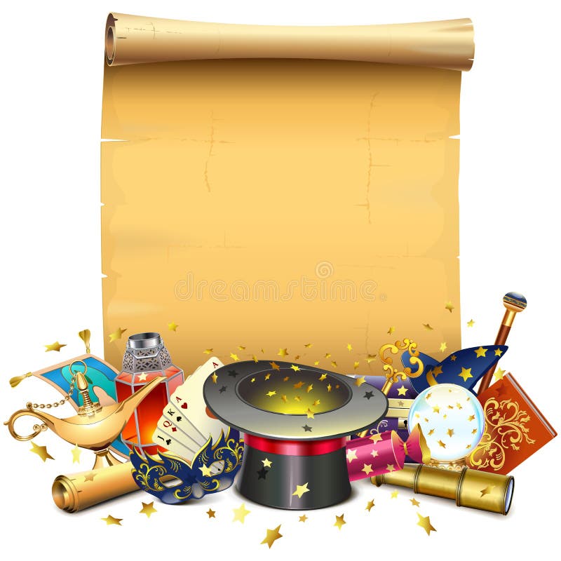 Vector Magic Concept with Paper Scroll Stock Vector - Illustration of ...