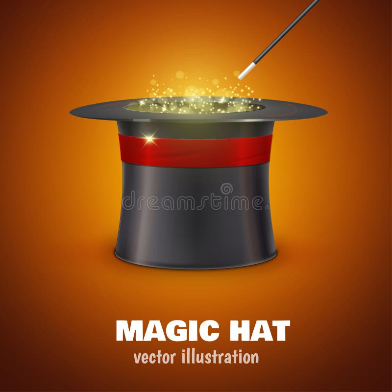 Vector MAGIC HAT with Red Ribbon Stock Vector - Illustration of gold ...